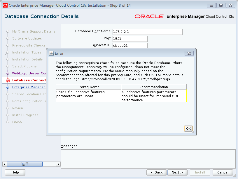 Oracle 19C+13.4EMCC部署和配置_all adaptive features parameters should be unset f-CSDN博客
