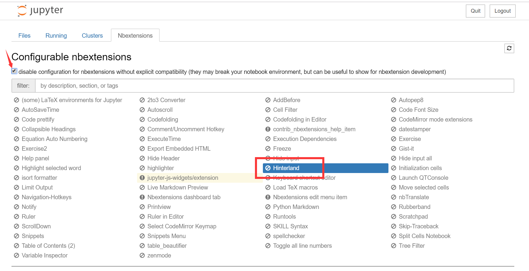 Jupyter Notebook安装jupyter_contrib_nbextension时无法勾选Hinterland_jupyter hinterland-CSDN博客