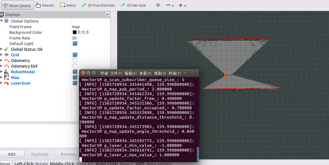 ROS学习【13】-----学习使用ROS中SLAM功能包中的gmapping及hector_slam,完成带激光雷达机器人的室内的导航仿真，并保存机器人创建的地图（pgm）_ros20.04 ...