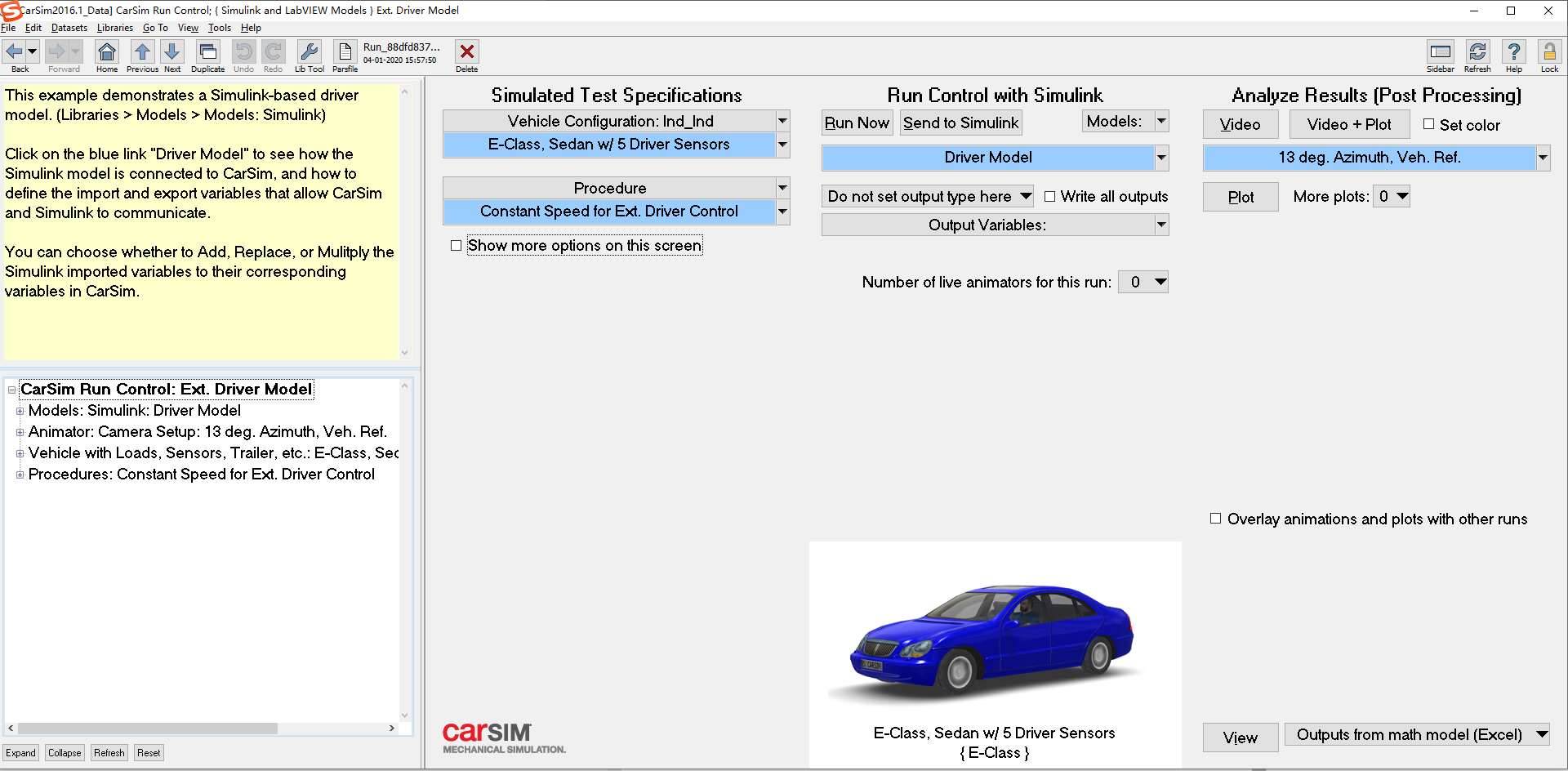 carsim与simulink联合仿真学习笔记(二）——使用C-class车模做driver model仿真（5 driver sensors ...