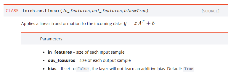 Pytorch.nn.Linear 解析（数学角度）_nn.linear()参数-CSDN博客