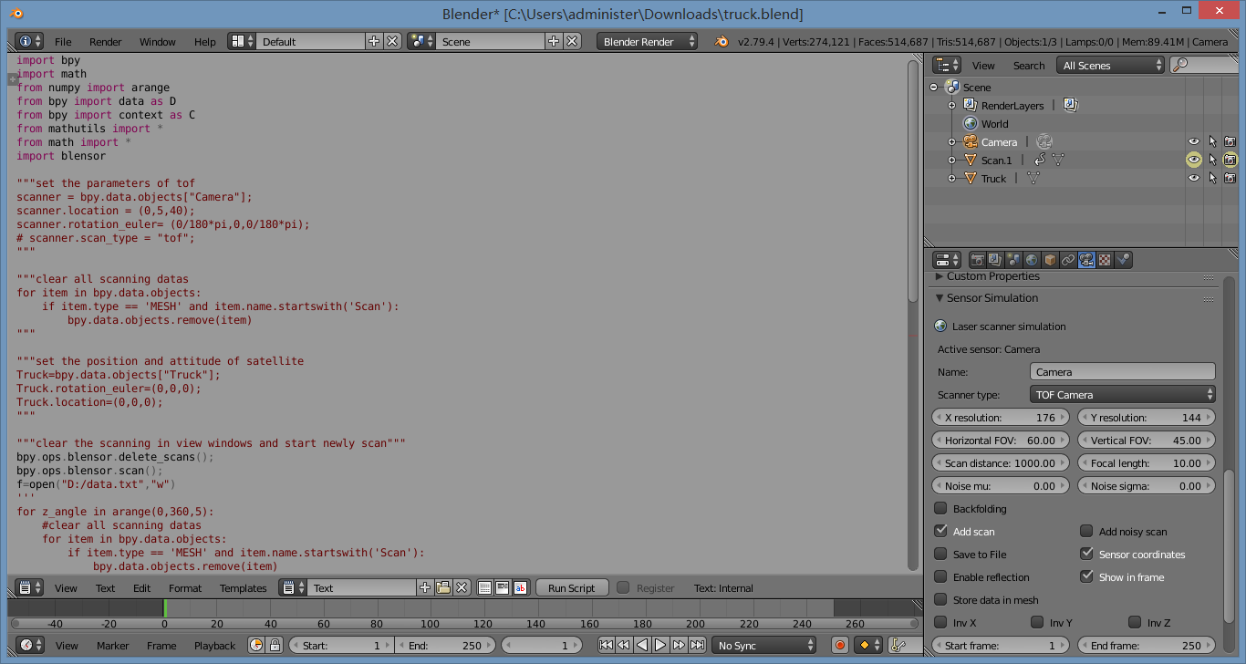 在blensor中仿真TOF激光雷达扫描得到PCD数据-CSDN博客
