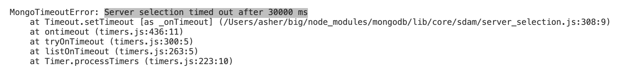 后端连接mongdb显示 Server selection timed out after 30000 ms-CSDN博客