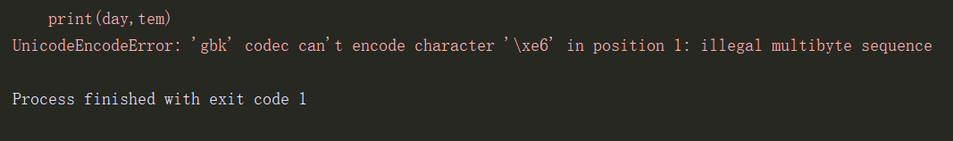 UnicodeEncodeError: 'gbk' codec can't encode character '\xe6' in position 1: illegal multibyte ...