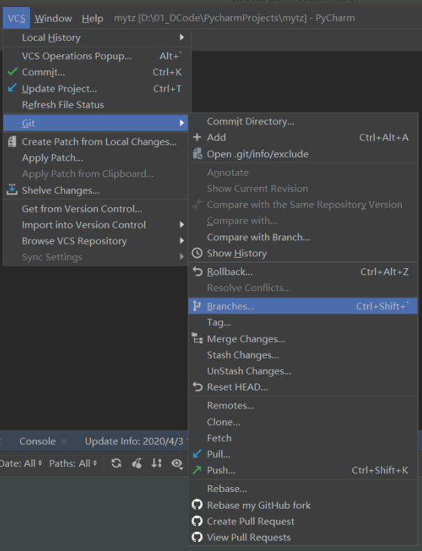 【pycharm】 git 版本管理 branches 和 tag 的使用_pycharm git tag-CSDN博客