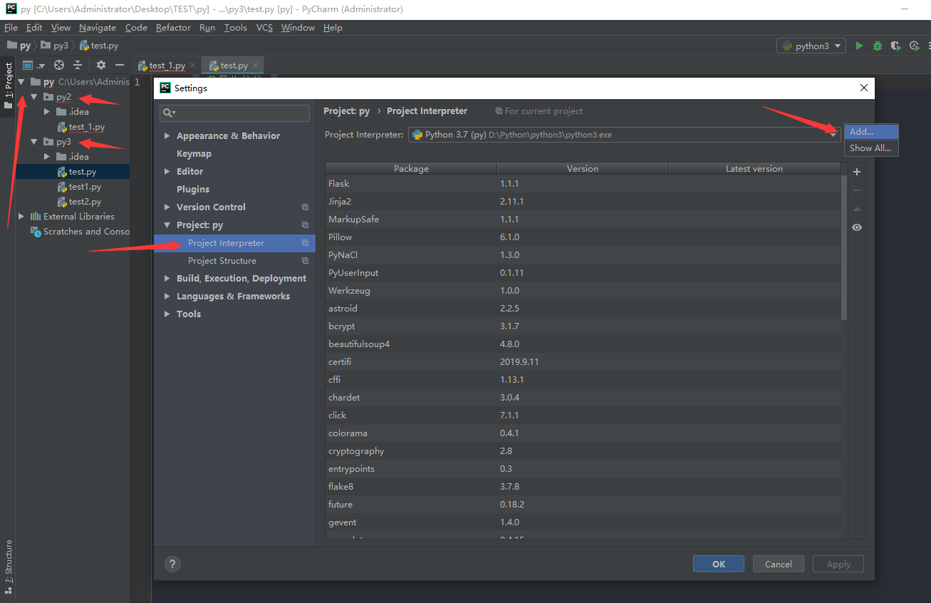关于PyCharm的一些配置_打开python interpreter没有加号没有齿轮-CSDN博客