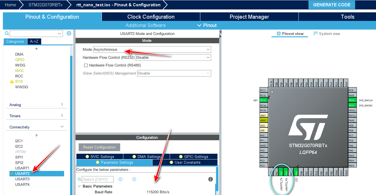 STM32g070 使用cubemx移植rt-thread nano实现rt-kprintf和FinSH组件支持_stm32g07 移植rt-thread-CSDN博客