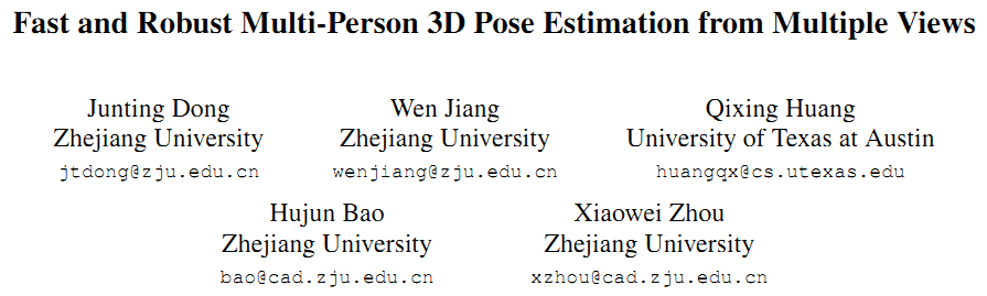 基于多视角人体姿态(一)Fast and Robust Multi-Person 3D Pose Estimation_3d multi-person pose estimation-CSDN博客