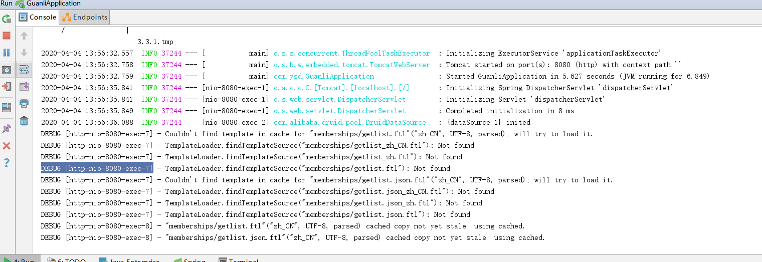 IDEA控制台报 Could't find template in cache for "memberships/getlist.ftl"("zh_CN", UTF-8, parsed ...