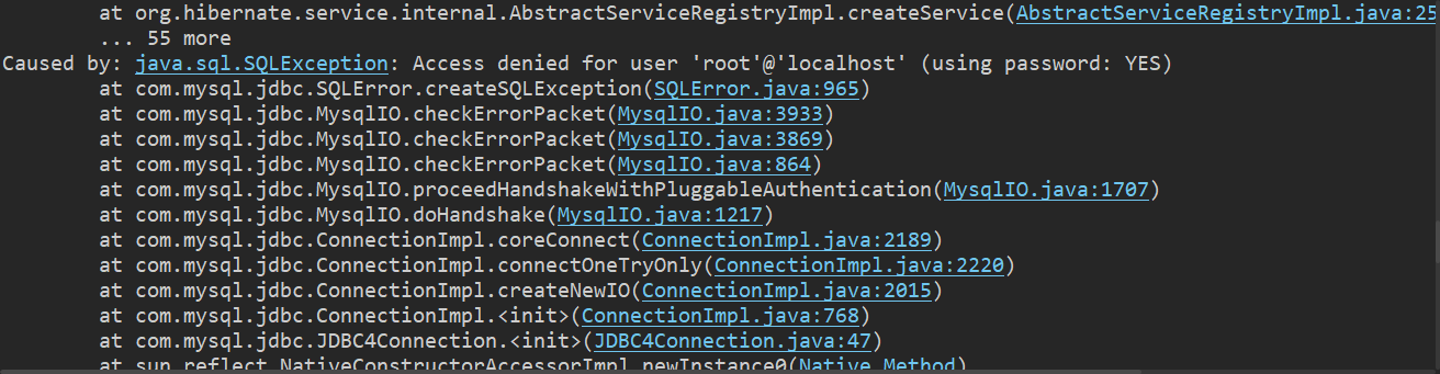 Hibernate:——Caused by:org.hibernate.service.spi.ServiceException: Unable to create requested ...