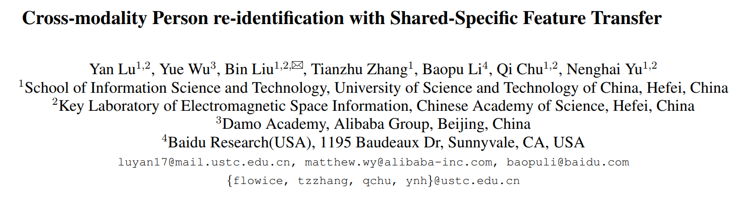 论文阅读之Cross-modality Person re-identification with Shared-Specific Feature Transfer(上)_cross ...