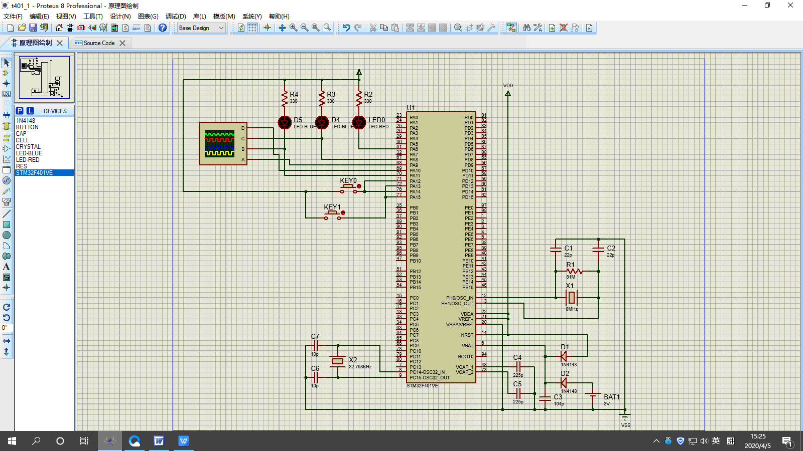 用Proteus8.9自带STM32F401VE的Controller仿真STM32F407ZGT6,F429IGT6_stm32f407 ...