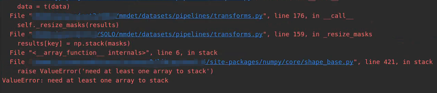 ValueError('need at least one array to stack') ValueError: need at least one array to stac ...