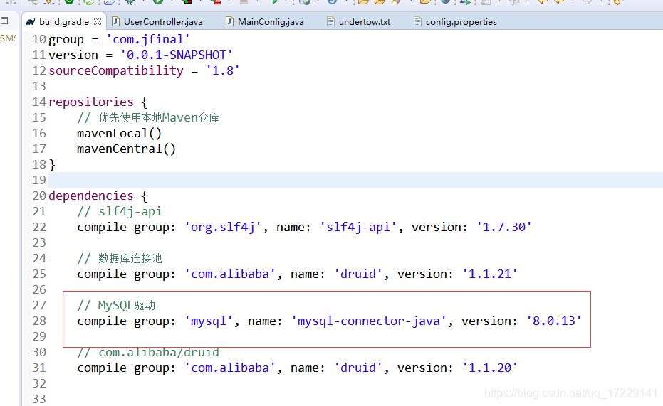 Eclipse中jfinal连接mysql数据库:jfinal Gradle Springboot配置 Eclipse Jfinal 数据源 Csdn博客