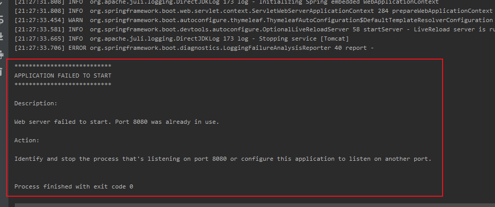 Web server failed to start. Port 8080 was already in use (Solution method for Springboot project ...