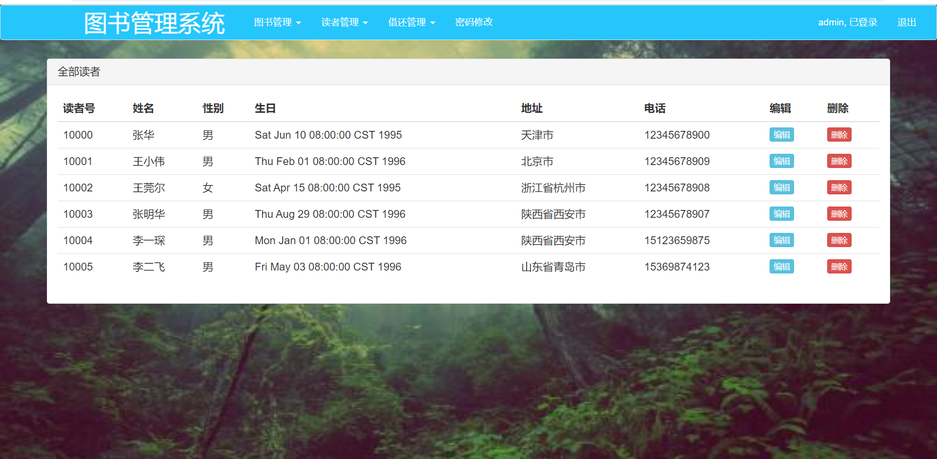 毕业设计——基于spring Spring Mvc Mybatis的图书馆管理系统，使用maven进行包管理。主要功能包括：图书查询、图书管理、图书编辑、读者管理、图书的借阅与归还