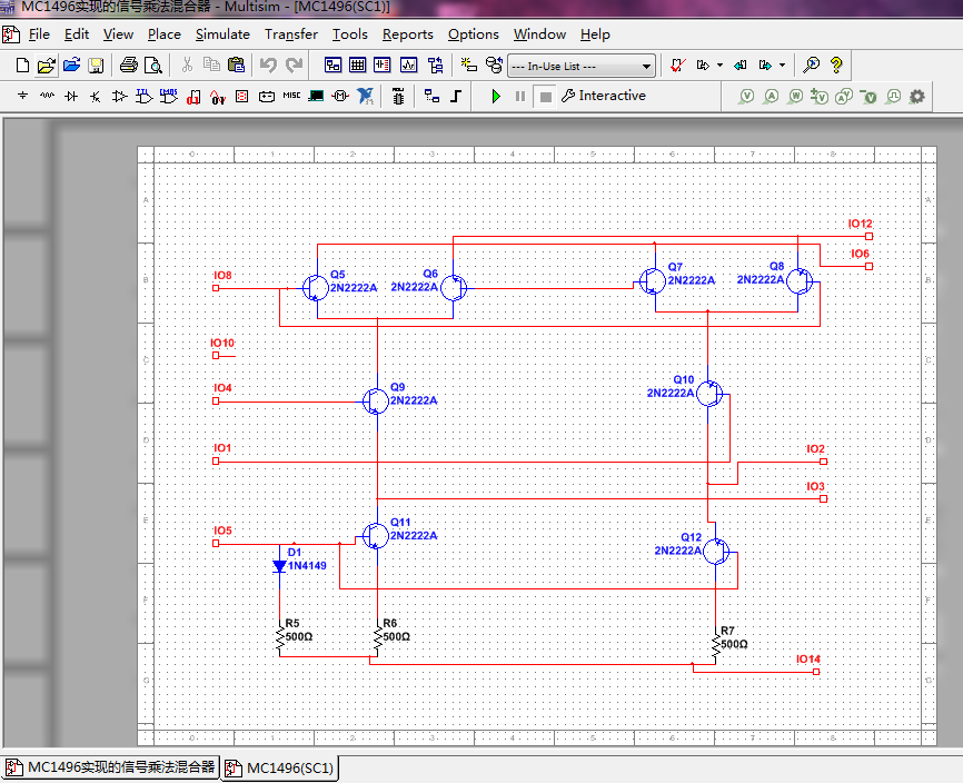 16QAM学习（二）multisim仿真 乘法器的实现，MC1496实现信号乘法混合_multisim基于乘法模拟器的混频电路-CSDN博客
