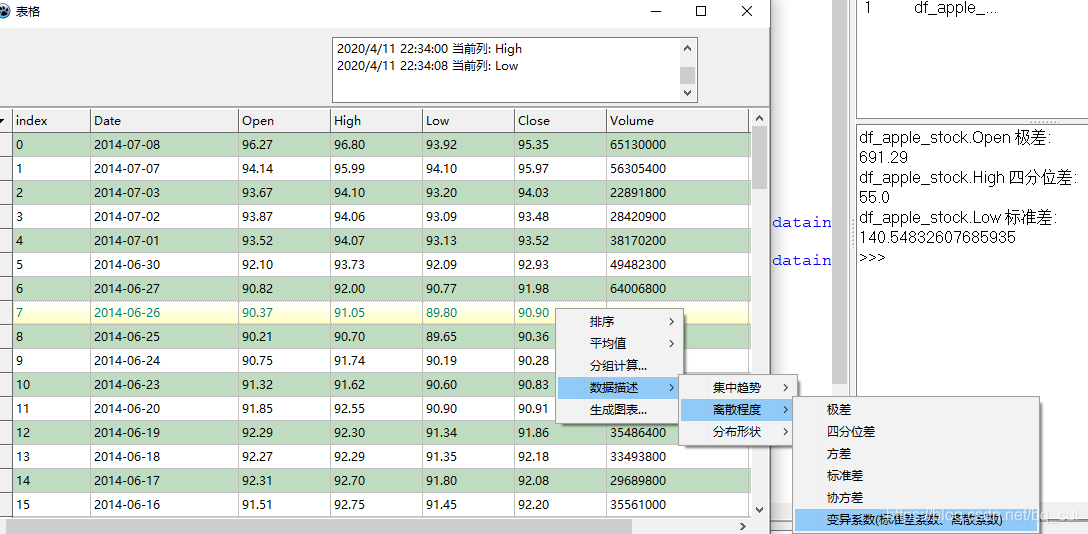 图形界面操作pandas:计算变异系数(极差 四分位差 方差 标准差 协方差 变异系数)pandas计算变异系数 Csdn博客