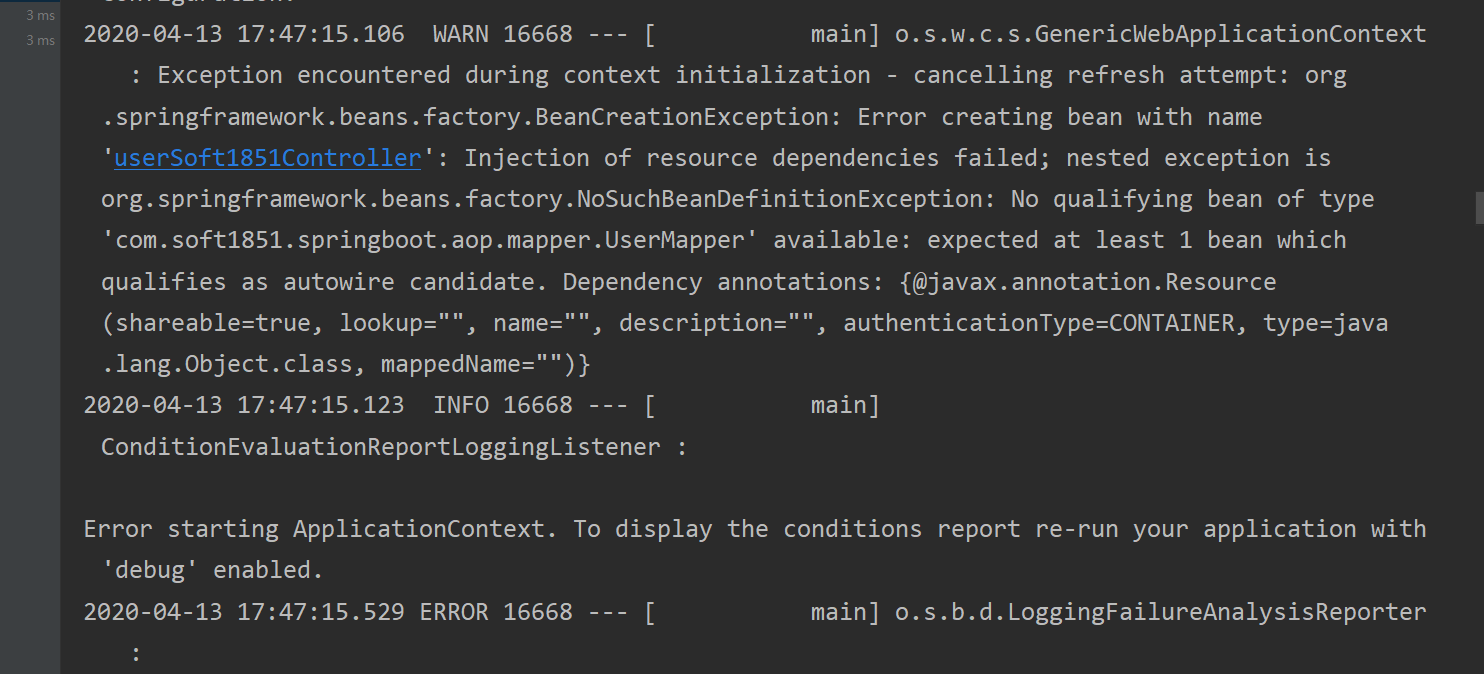 Error Starting Applicationcontext To Display The Conditions Report Re Run Your Application With