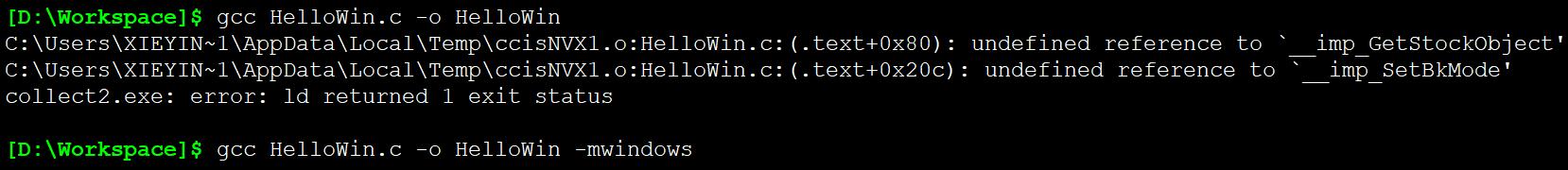 Mingw-W64编译Windows程序提示：undefined reference to `__imp_GetStockObject' 的解决方法_qt mingw32编译找不到 ...