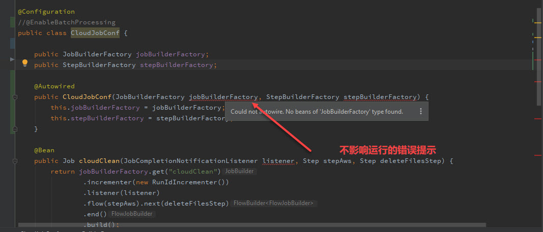 Srping Batch 不能 autowire. No beans of 'JobBuilderFactory' type found_could not autowire. no ...