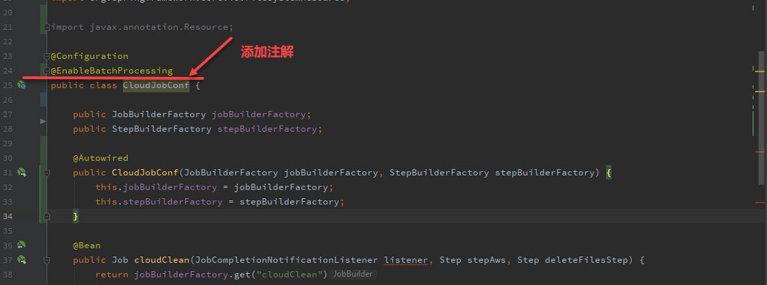 Srping Batch 不能 autowire. No beans of 'JobBuilderFactory' type found_could not autowire. no ...