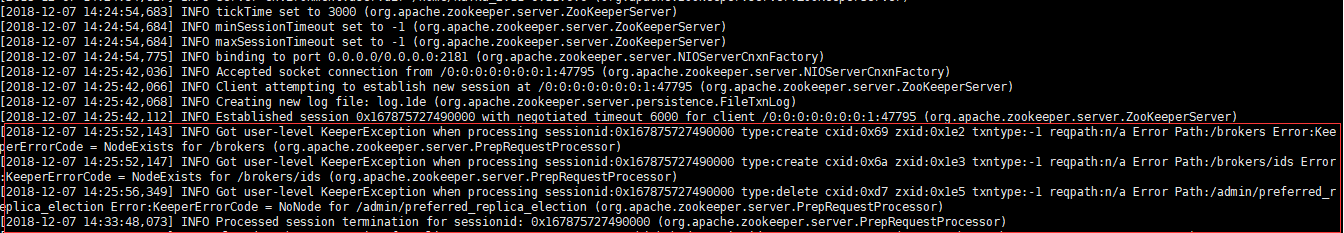 Kafka自带zookeeper报错_got user-level keeperexception when processing ses-CSDN博客