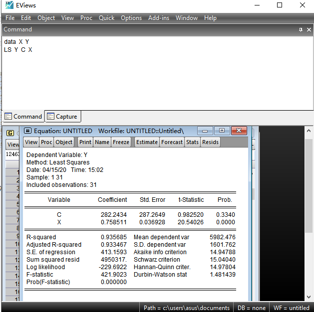 Eviews的基本使用，简单线性回归分析-CSDN博客
