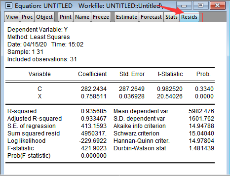 Eviews的基本使用，简单线性回归分析-CSDN博客