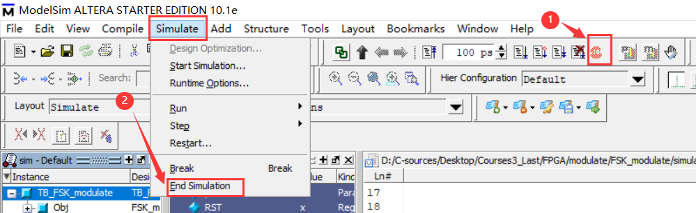 【Modelsim仿真】弹出错误“Cannot create a project while a simulation is ···”_quit sim在哪呢-CSDN博客