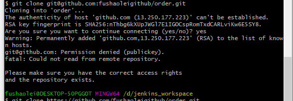 Cloning into 'order'... The authenticity of host 'github.com (13.250.177.223)' can't be ...