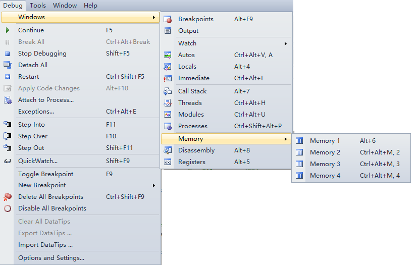 visual studio debug内存查看方法_vs2010内存窗口在哪-CSDN博客
