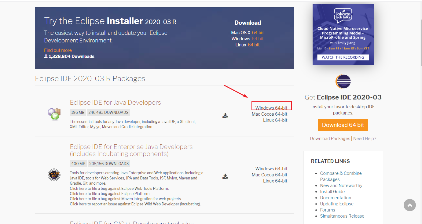 Eclipse2020-03 (4.15.0)的下载、安装及使用(64位操作系统)_eclipse-jee-2020-03-CSDN博客