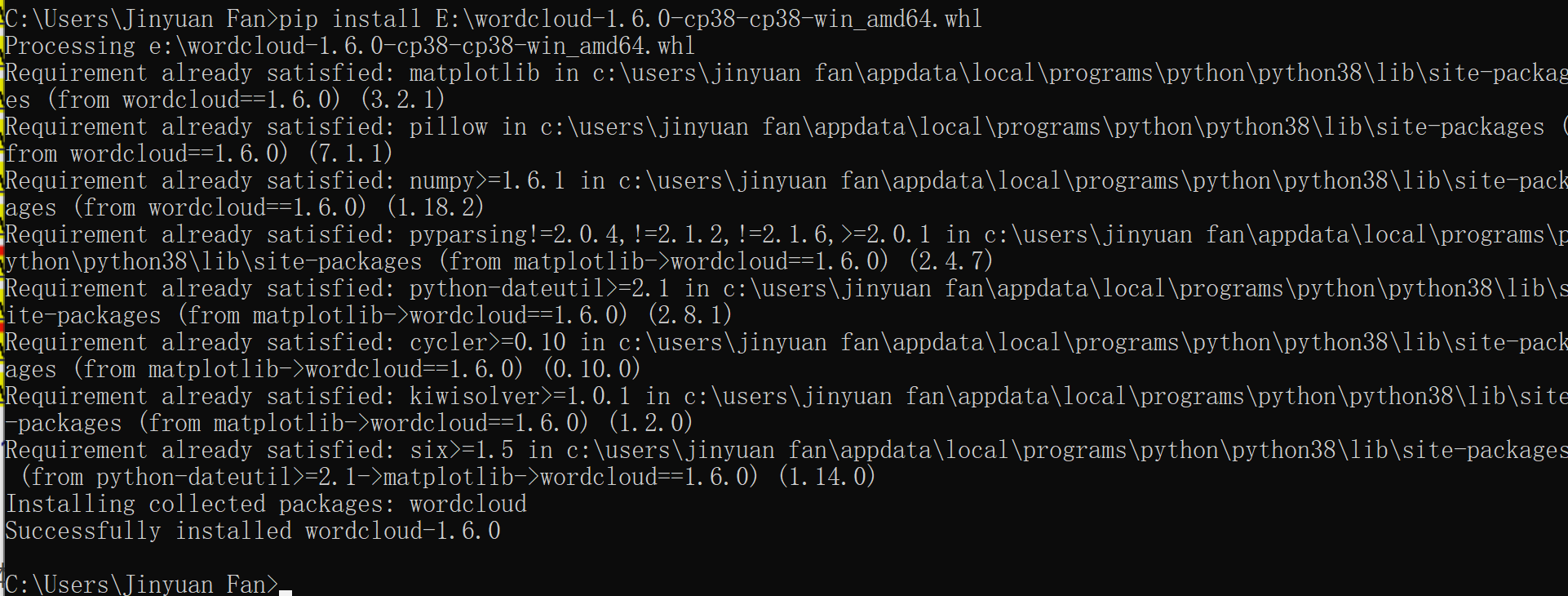 python3安装wordcloud库出错及其解决办法（使用命令行安装）_python3.12安装wordcloud getting requirements to buil-CSDN博客