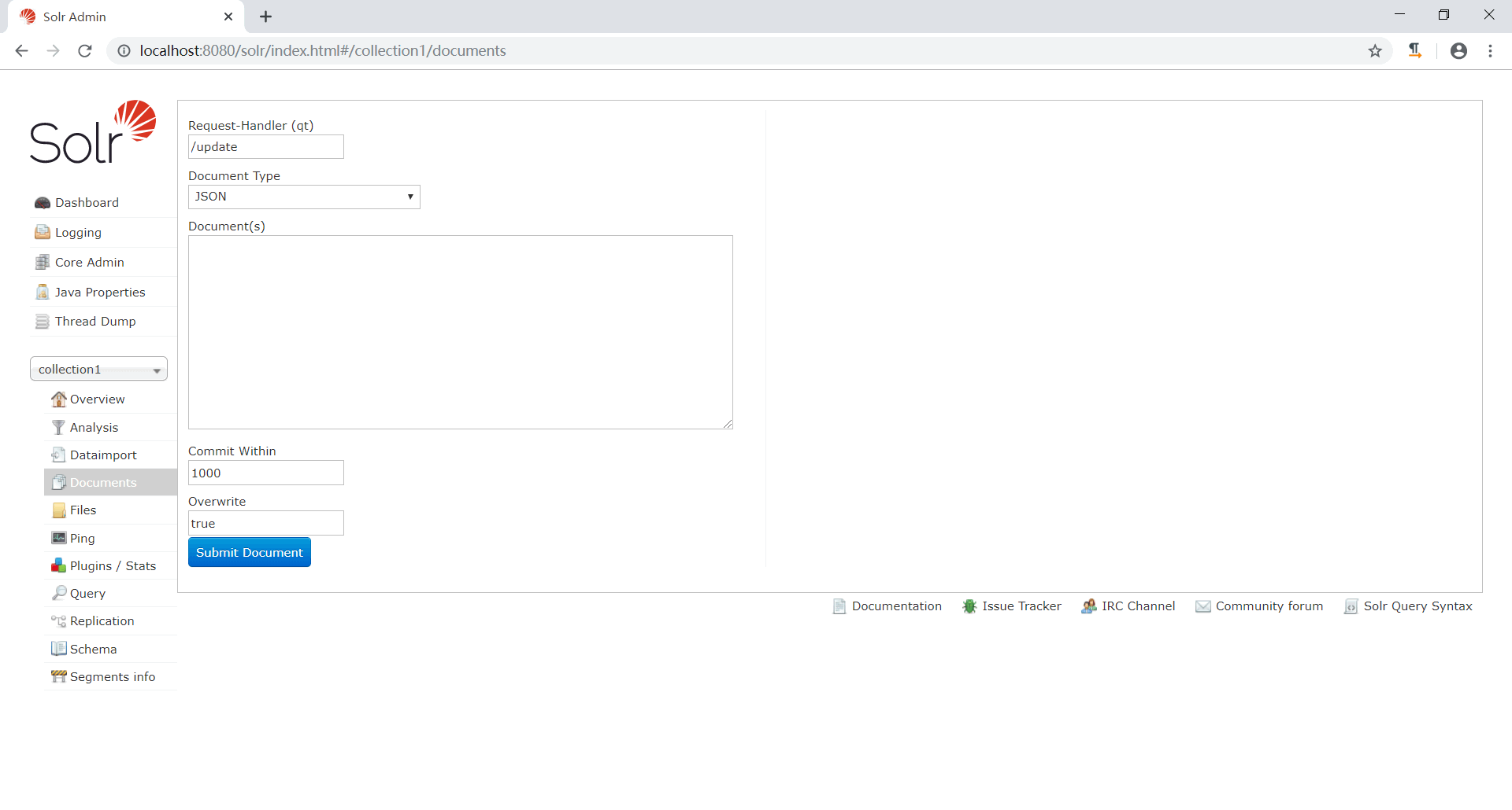 Solr快速入门第三讲——你应该知道的Solr后台管理界面_solr的swap space-CSDN博客