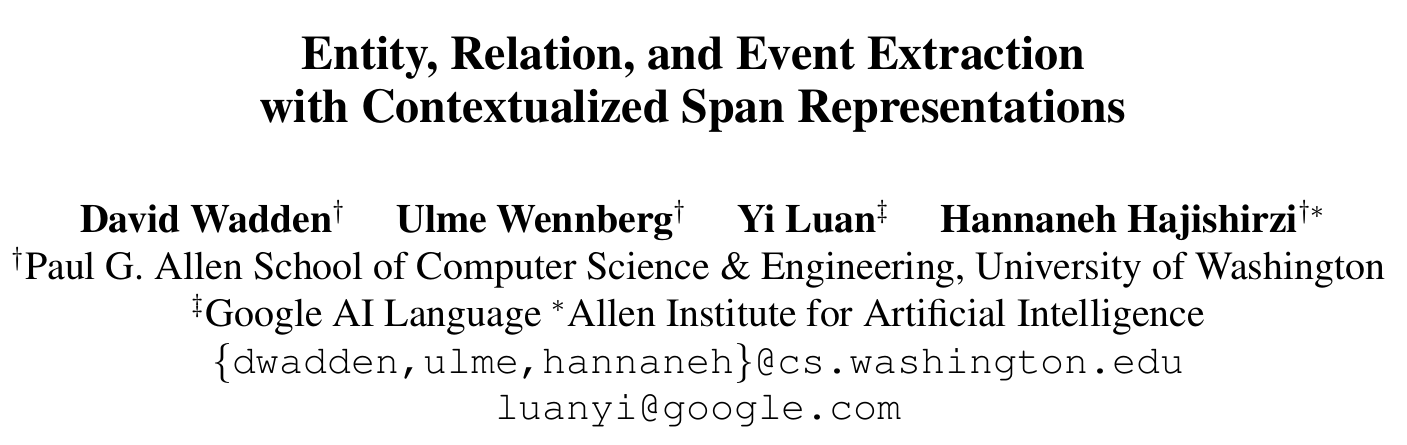 【论文解读 EMNLP 2019 | DyGIE++】Entity, Relation, and EE with Contextualized Span Representations-CSDN博客