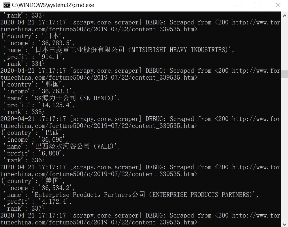 Scrapy爬取世界五百强榜单数据 + Mysql存储（小白入门）_python 爬虫财富世界500强名单-CSDN博客
