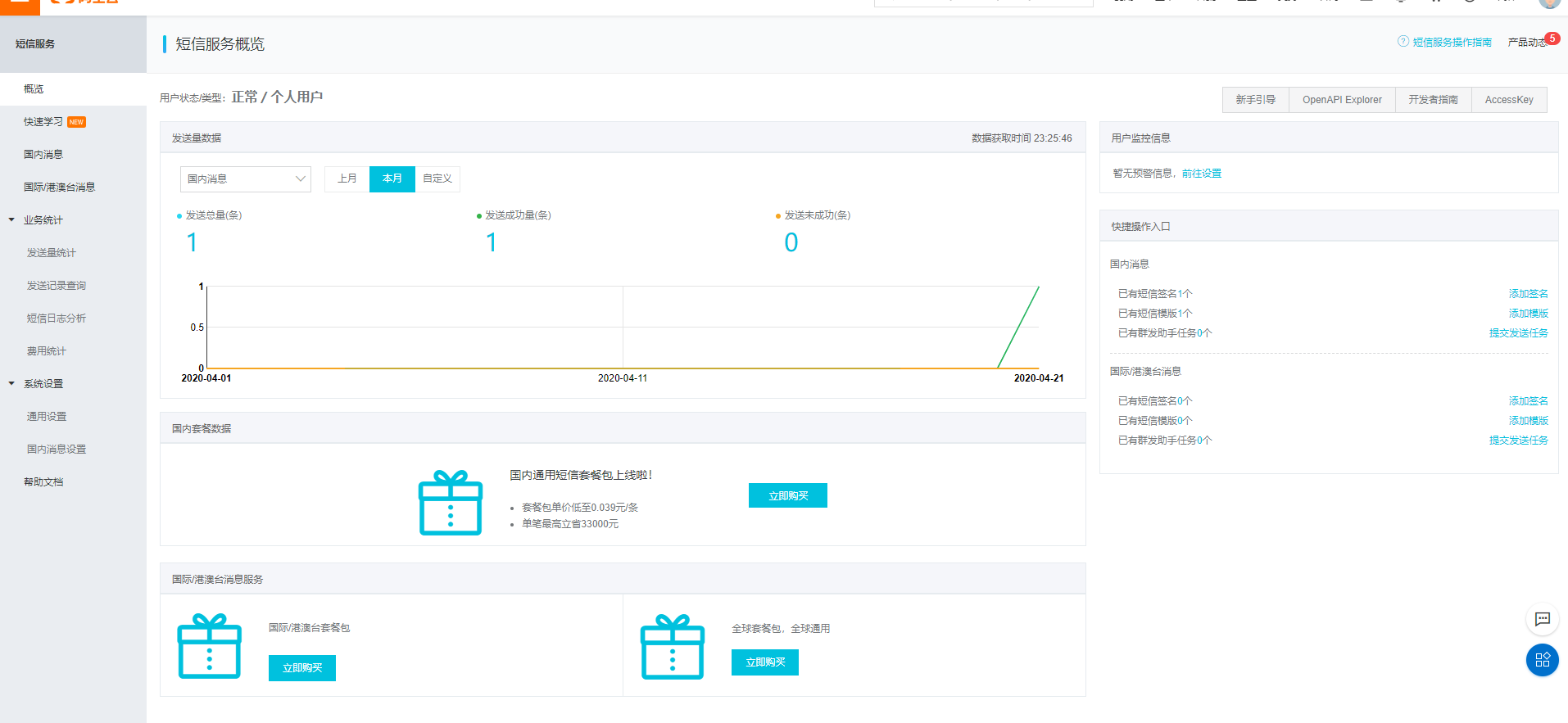 使用阿里云发送短信验证码。signname Csdn博客 