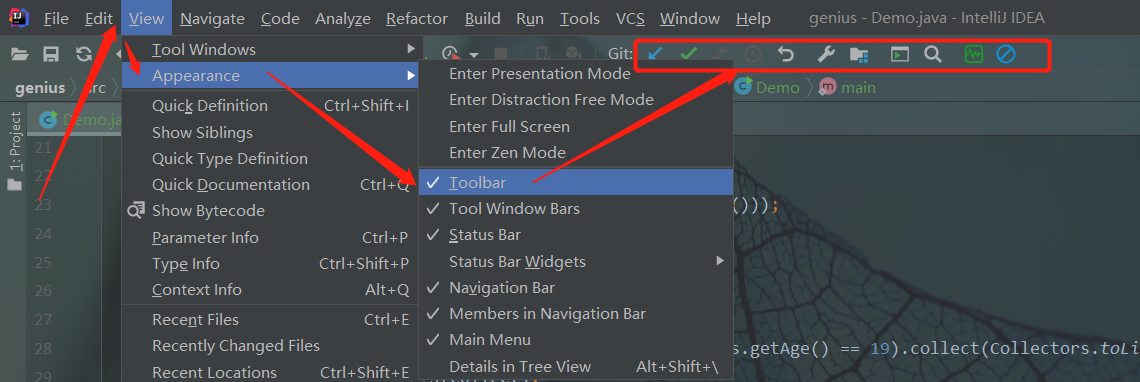 【IDEA】调出工具栏Toolbar_idea toolbar-CSDN博客