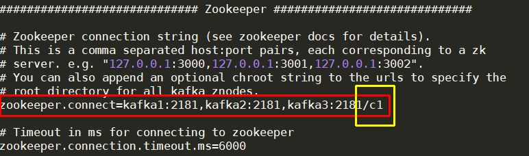 kafka的配置文件server.properties中zookeeper.connect的最后加入“/c1”-CSDN博客
