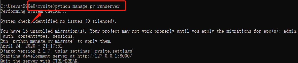 pycharm下创建djangp项目报错Performing system checks… Watching for file changes with StatReloader问题解决 ...