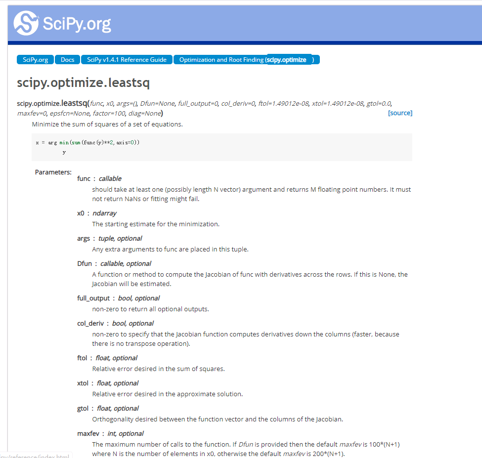 Scipy Optimize 中最小二乘法的使用 Leastsq Scipy Optimize Leastsq Csdn博客