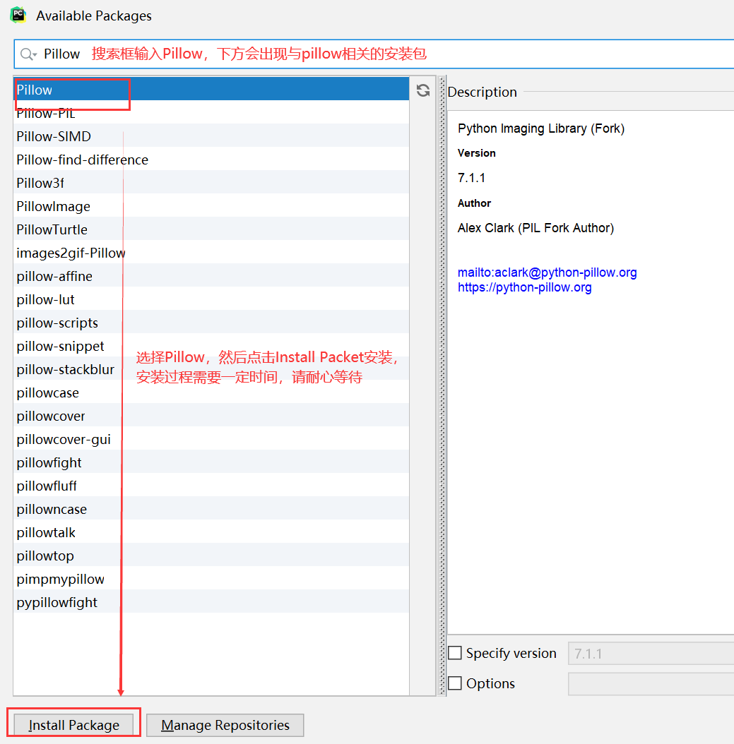 pycharm安装PIL报错：Could not find a version that satisfies the requirement PIL (from versions: ) No ...