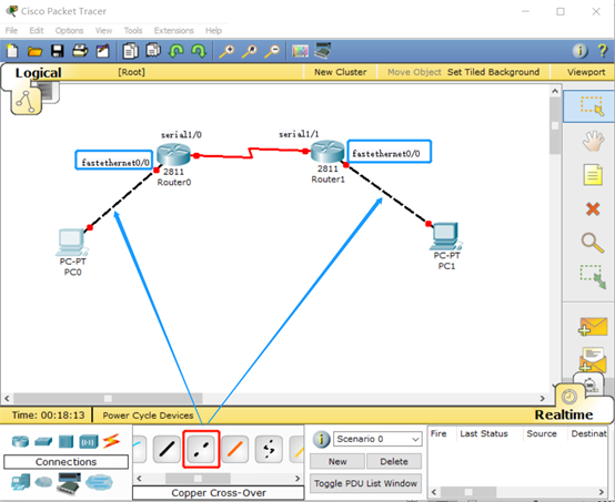 思科仿真模拟实验1 通过ip-route命令将两台路由相连的两台电脑互通_renpd_swi的博客-CSDN博客_思科两个路由器互通