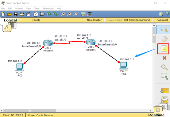 思科仿真模拟实验1 通过ip-route命令将两台路由相连的两台电脑互通_renpd_swi的博客-CSDN博客_思科两个路由器互通
