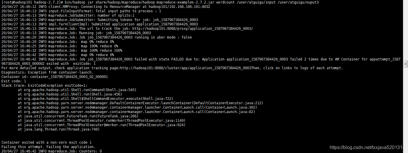运行hadoop案例wordcount报错:stack Trace Exitcodeexception Exitcode1windowshadoop Exitcode1 Csdn博客eoi 3392
