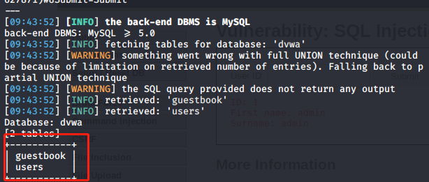 运用kali下的Sqlmap工具对dvwa进行sql注入测试（low）_如何使用kali自带的sqlmap扫描dvwa-CSDN博客