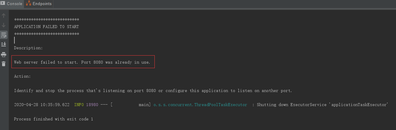 Web server failed to start. Port 8080 was already in use (Solution method for Springboot project ...